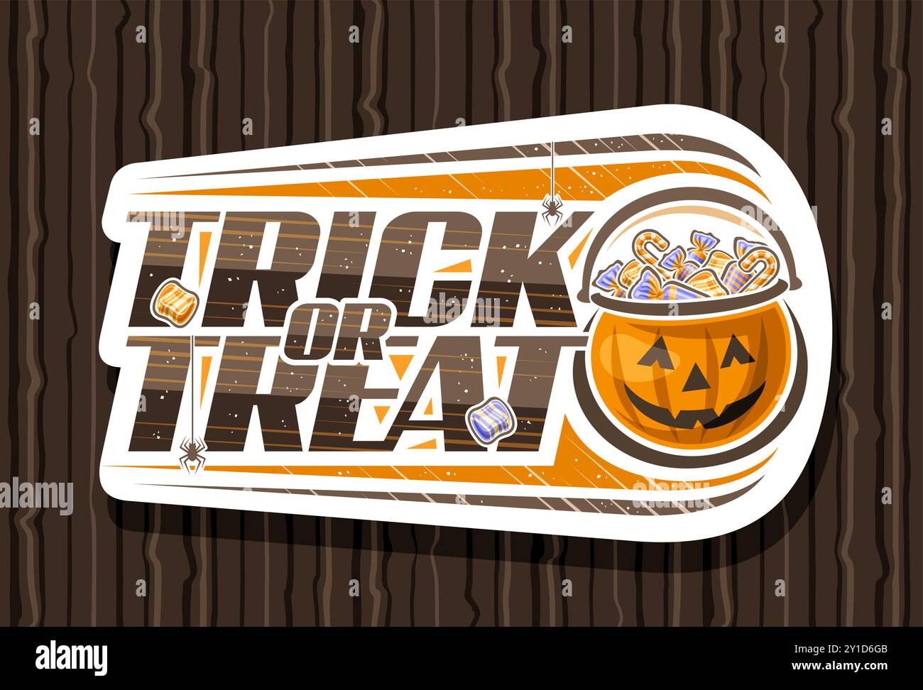 Vector logo for Halloween, horizontal poster with illustration of ...