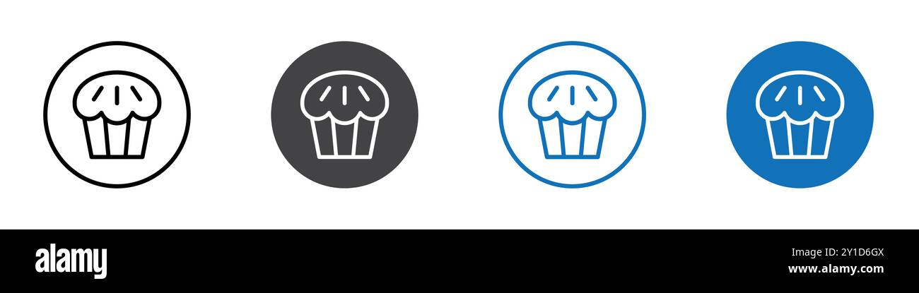 Cupcake icon Logo sign in thin line outline set and group collection ...