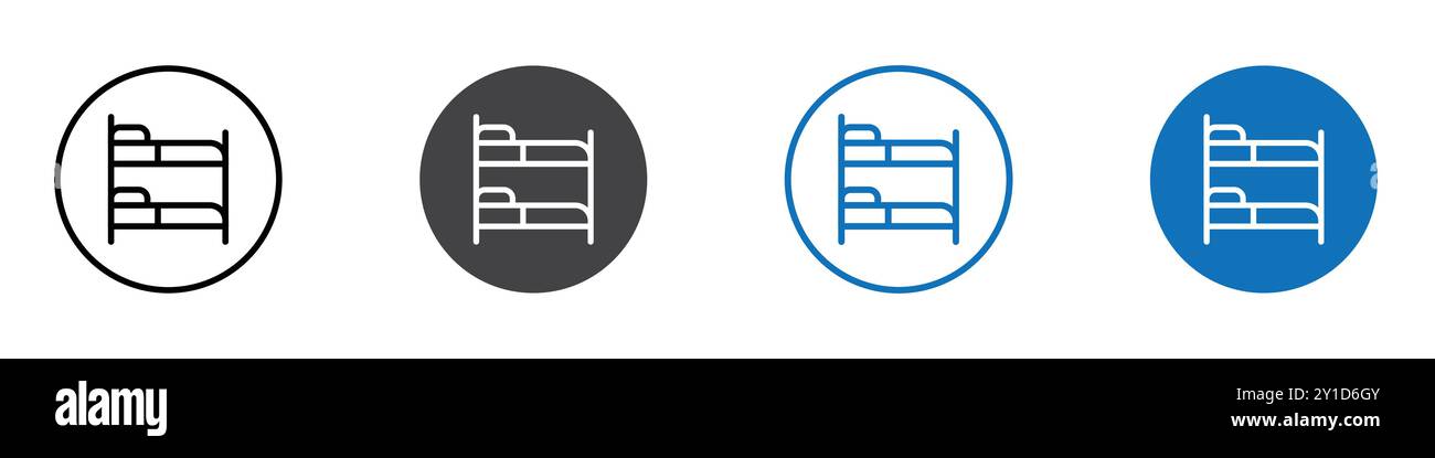 Double bed icon Logo sign in thin line outline set and group collection ...