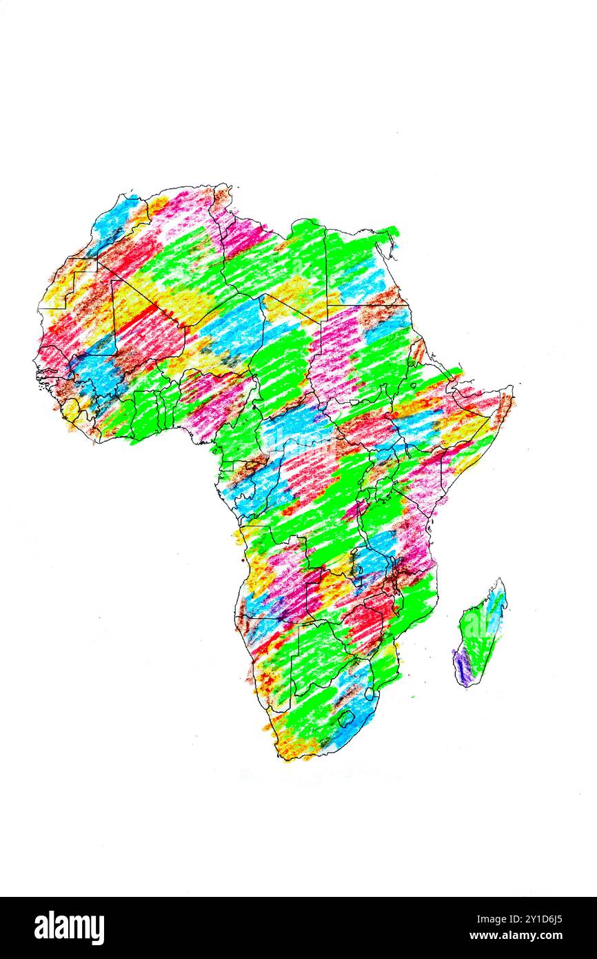 Africa Map Drawing with Colored Pencils for Kids. High quality ...