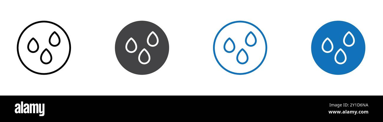 Rain drops icon Logo sign in thin line outline set and group collection ...