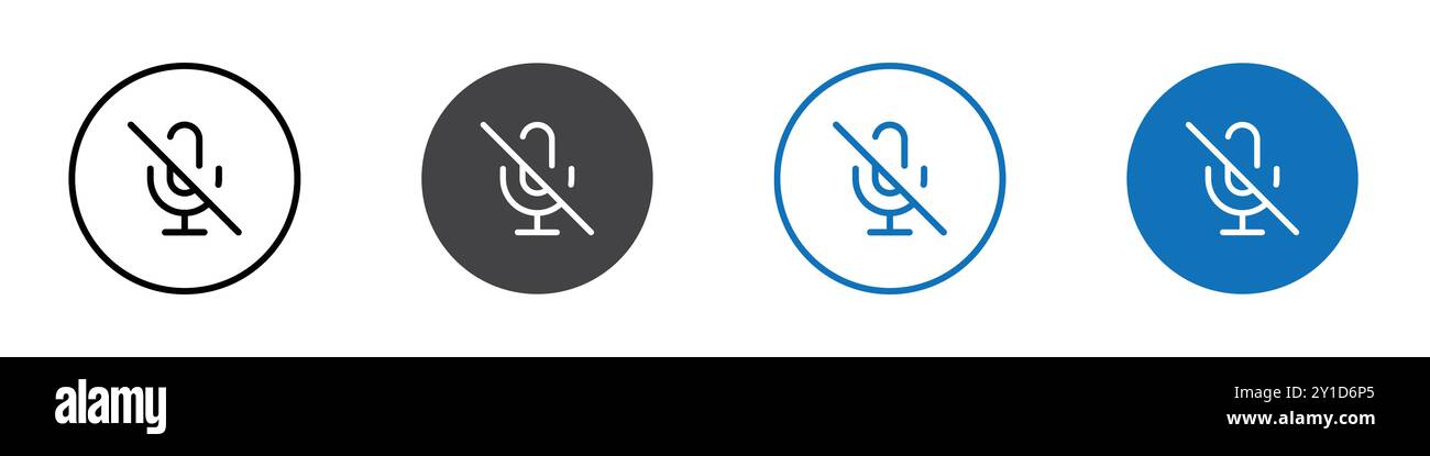 Mike Off icon Logo sign in thin line outline set and group collection ...