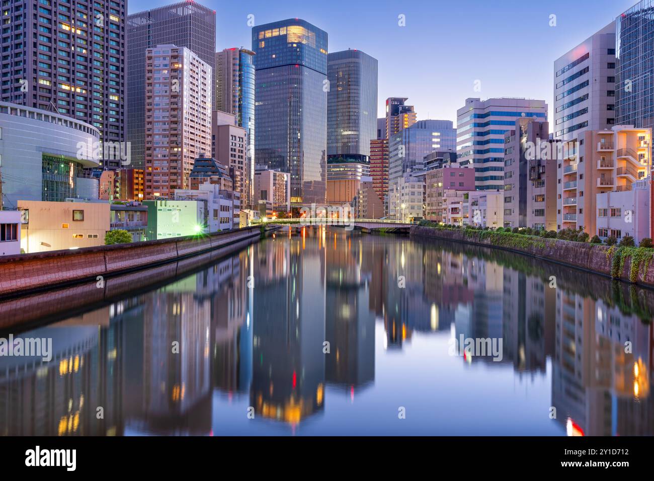 Osaka, Japan cityscape on the Okawa River at twilight Stock Photo - Alamy