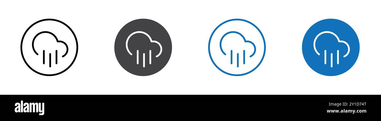Rain icon Logo sign in thin line outline set and group collection Stock ...