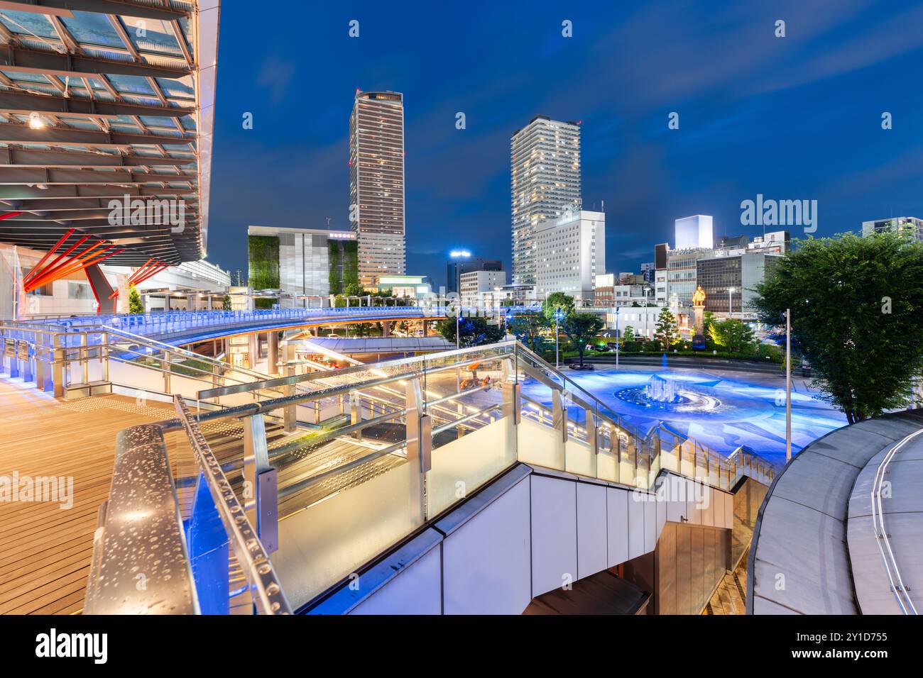 Gifu City, Japan cityscape from the station at blue hour Stock Photo ...
