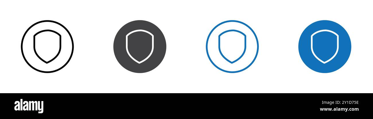 Shield icon Logo sign in thin line outline set and group collection ...