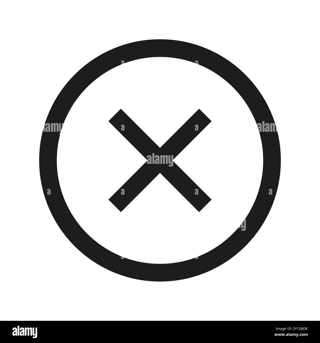 Cancel icon illustration. Black circle with X symbol. Bold minimalist ...