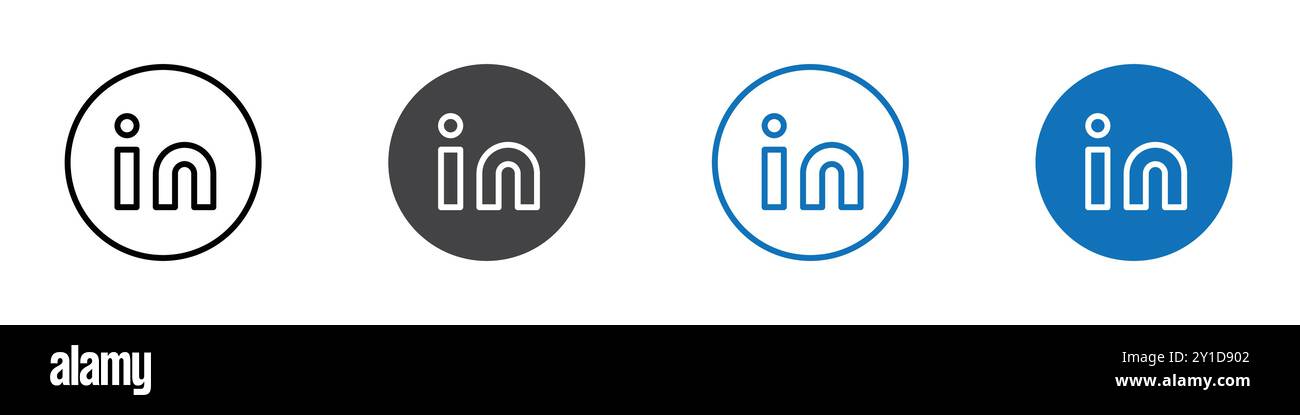 Linkedin icon Logo sign in thin line outline set and group collection ...