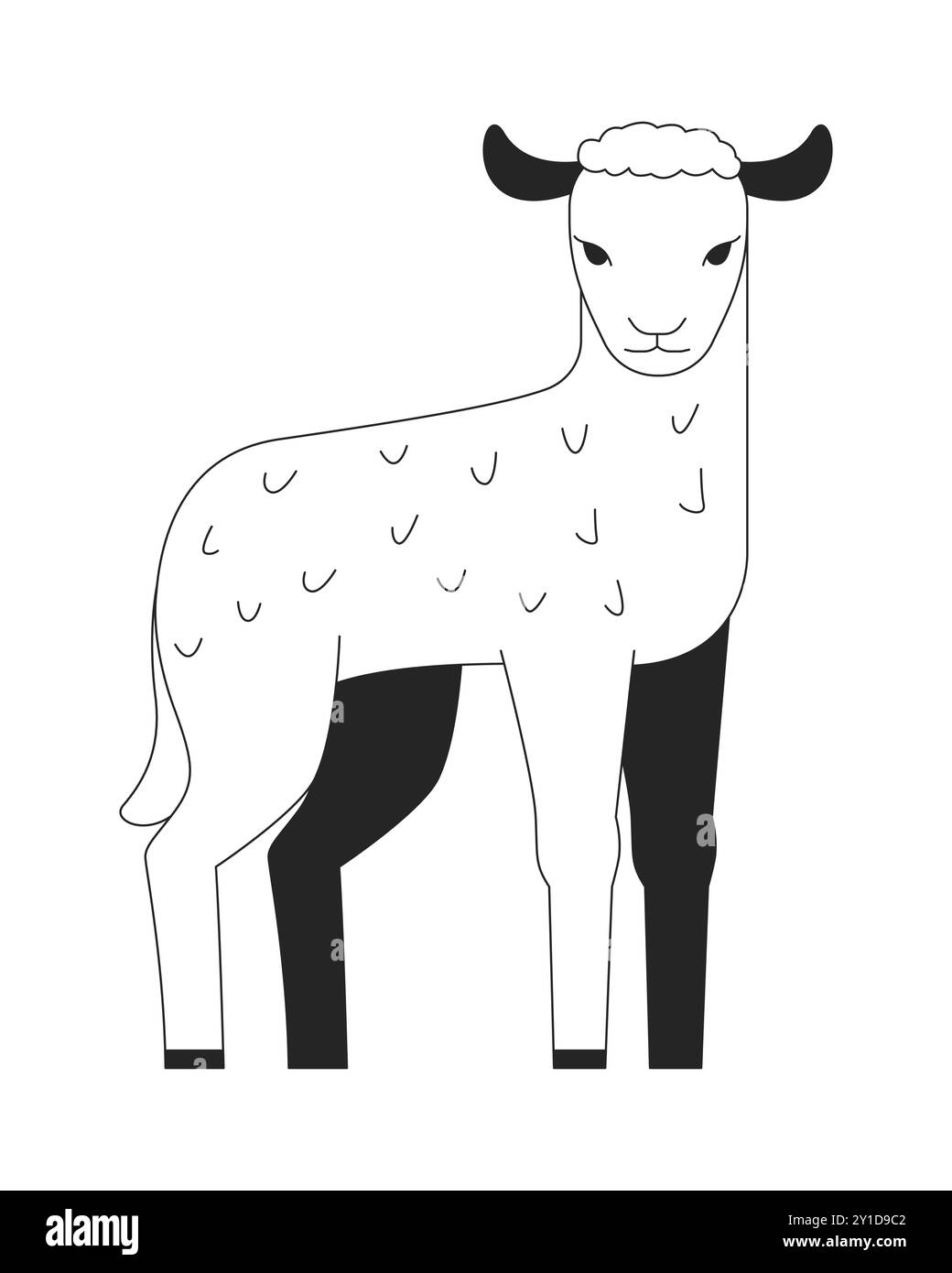 Adorable little lamb black and white 2D line character Stock Vector ...