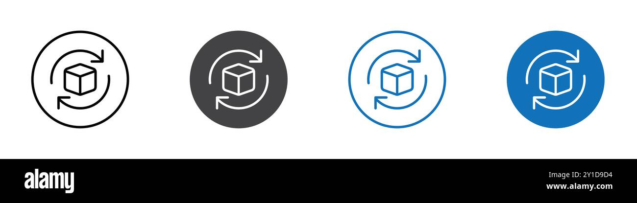 Refresh cube icon Logo sign in thin line outline set and group ...