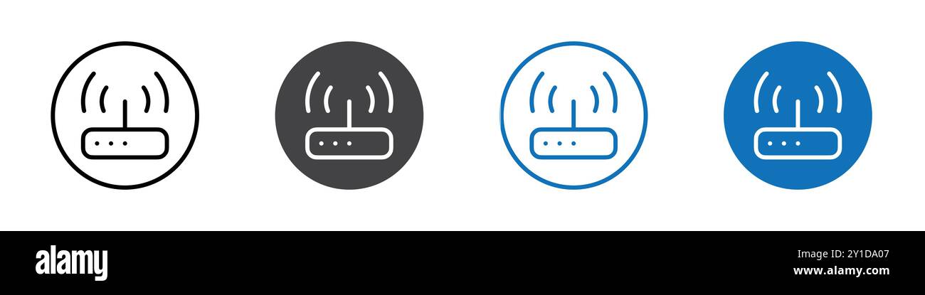 Wifi router icon Logo sign in thin line outline set and group collection Stock Vector Image ...