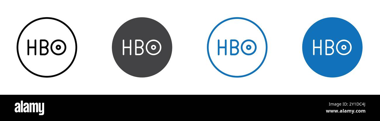HBO icon Logo sign in thin line outline set and group collection Stock ...