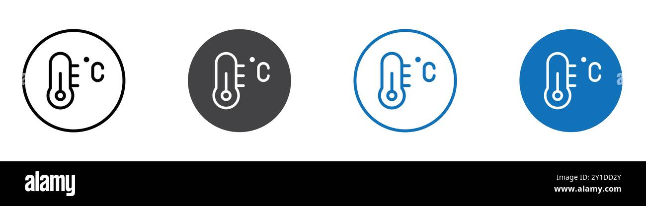 Temperature icon Logo sign in thin line outline set and group ...