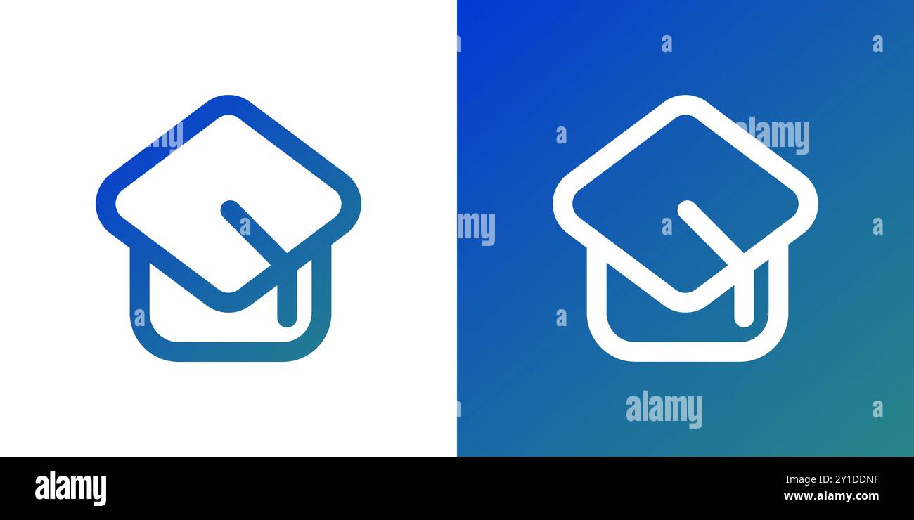 Minimal gradient graduation cap icon. Back to school. Vector ...