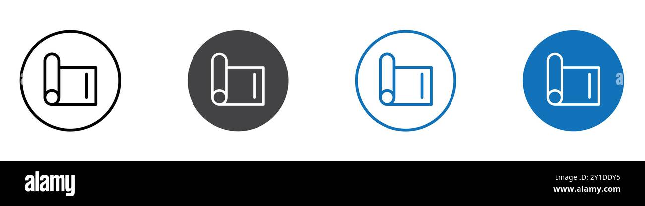 Yoga mat icon Logo sign in thin line outline set and group collection ...