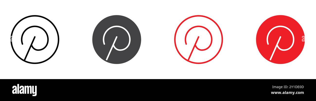 Printerest icon Logo sign in thin line outline set and group collection ...