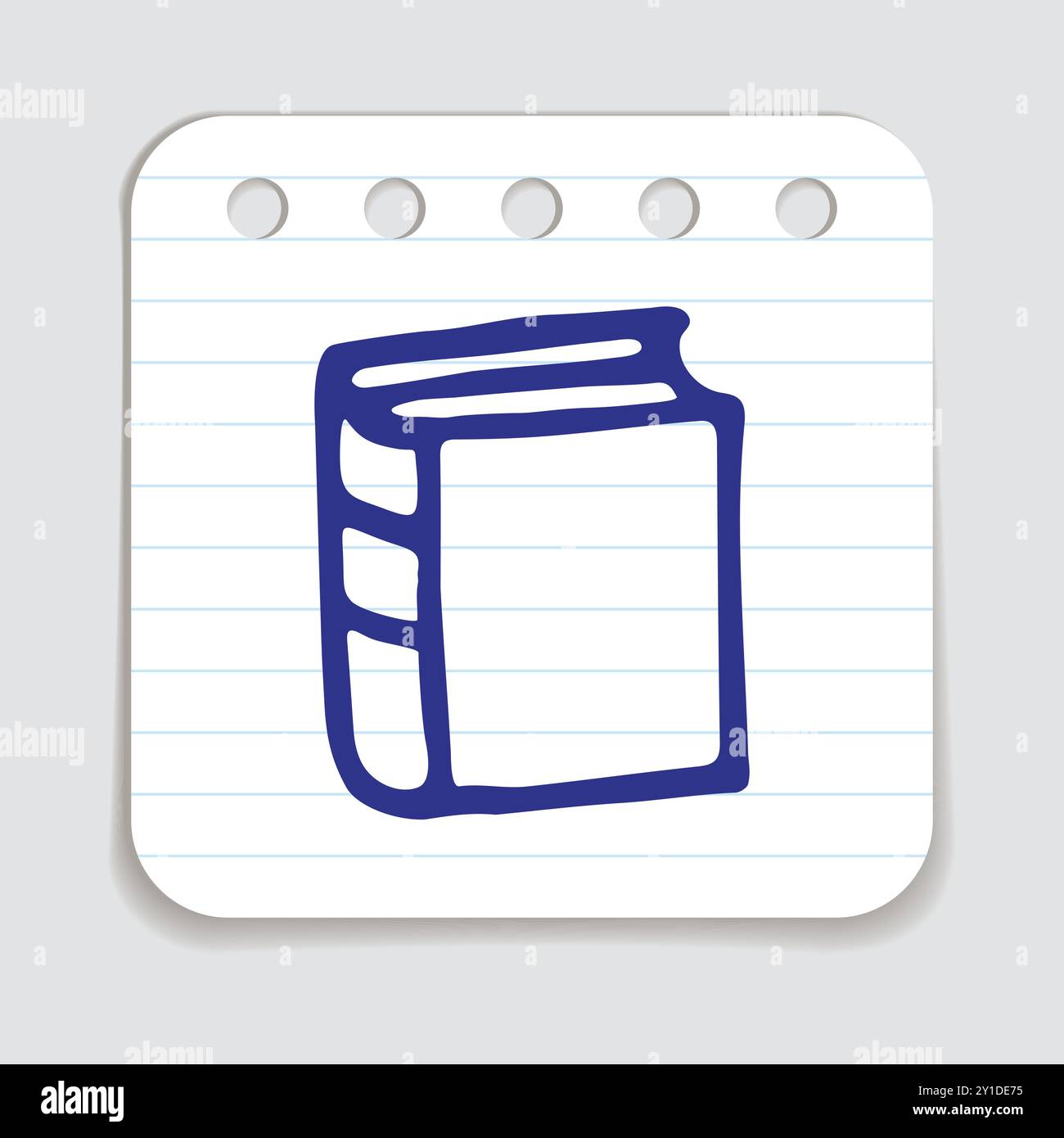 Doodle book icon handdrawn with blue pen on a notepaper. Knowledge and ...