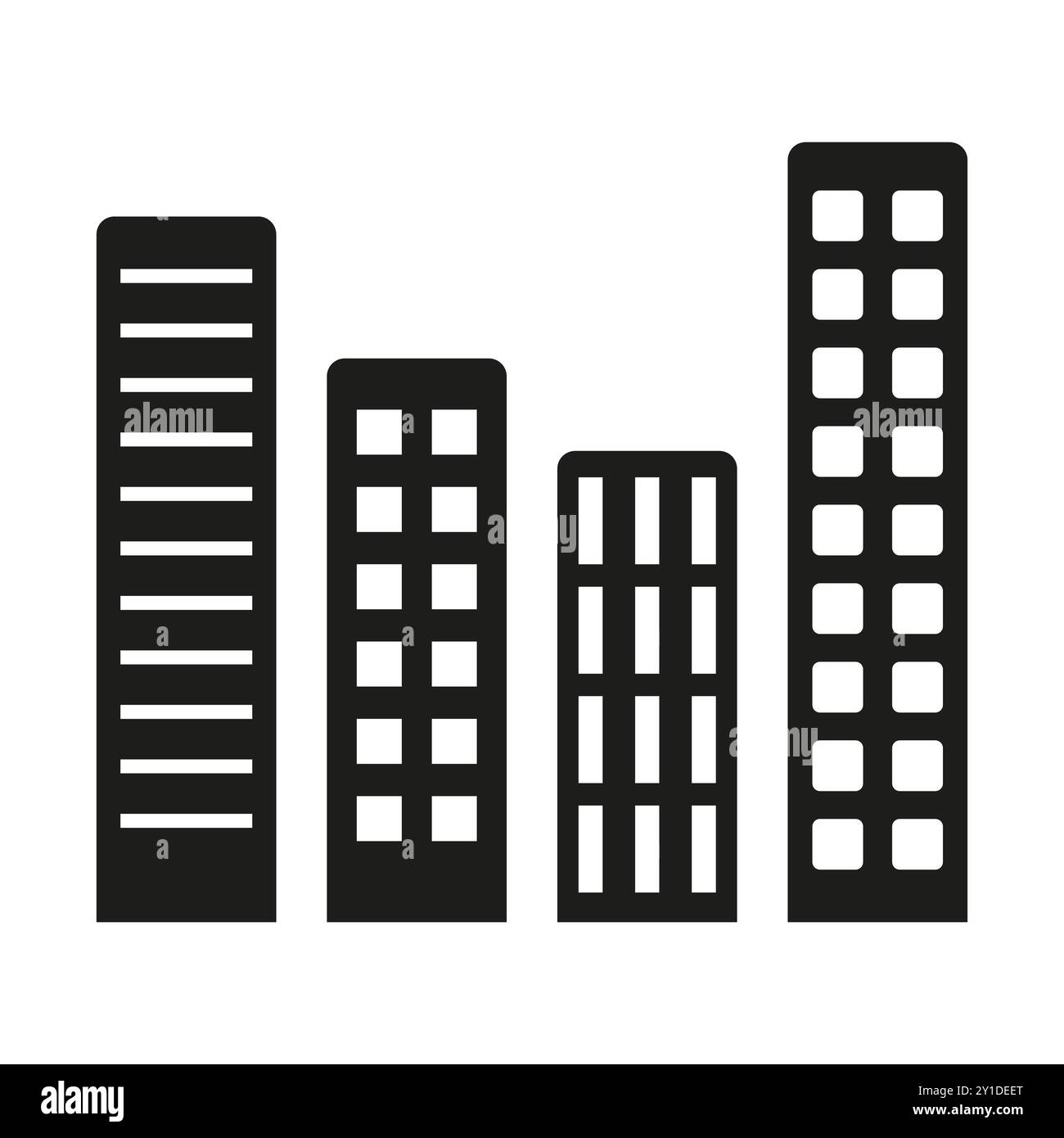 City skyline icon. Urban building vector. Tall skyscraper symbol ...
