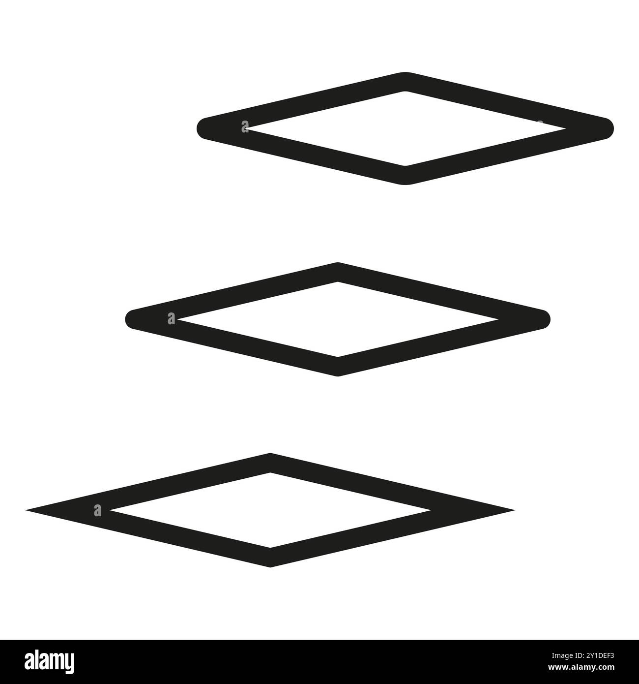 Stacked diamond shapes. Isometric geometric layers. Minimalist 3D ...