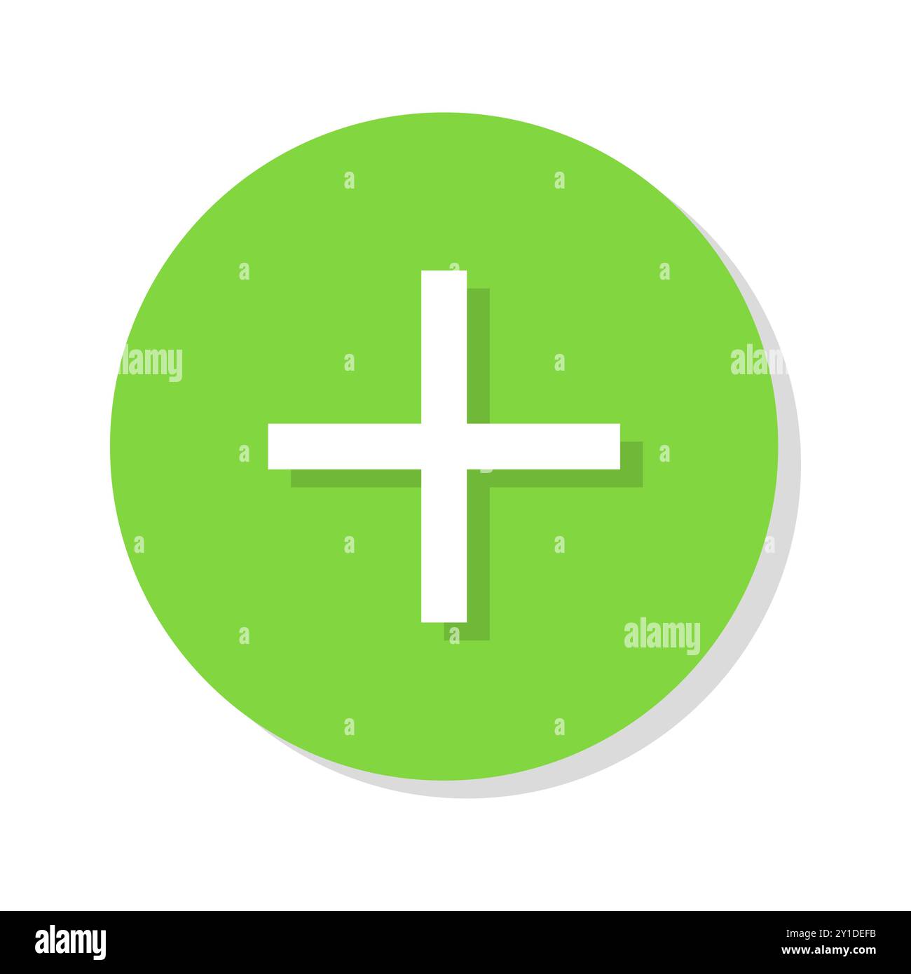 Plus symbol icon. Green circular button. Simple white cross. Minimalist ...