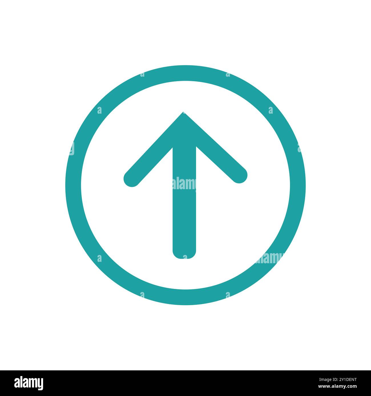Upward arrow icon. Circular arrow symbol. Bold vector sign. Simple teal ...
