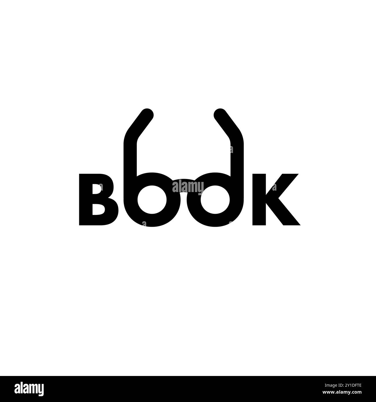 Book lettering. The letters "o" form glasses. Vector illustration, flat ...