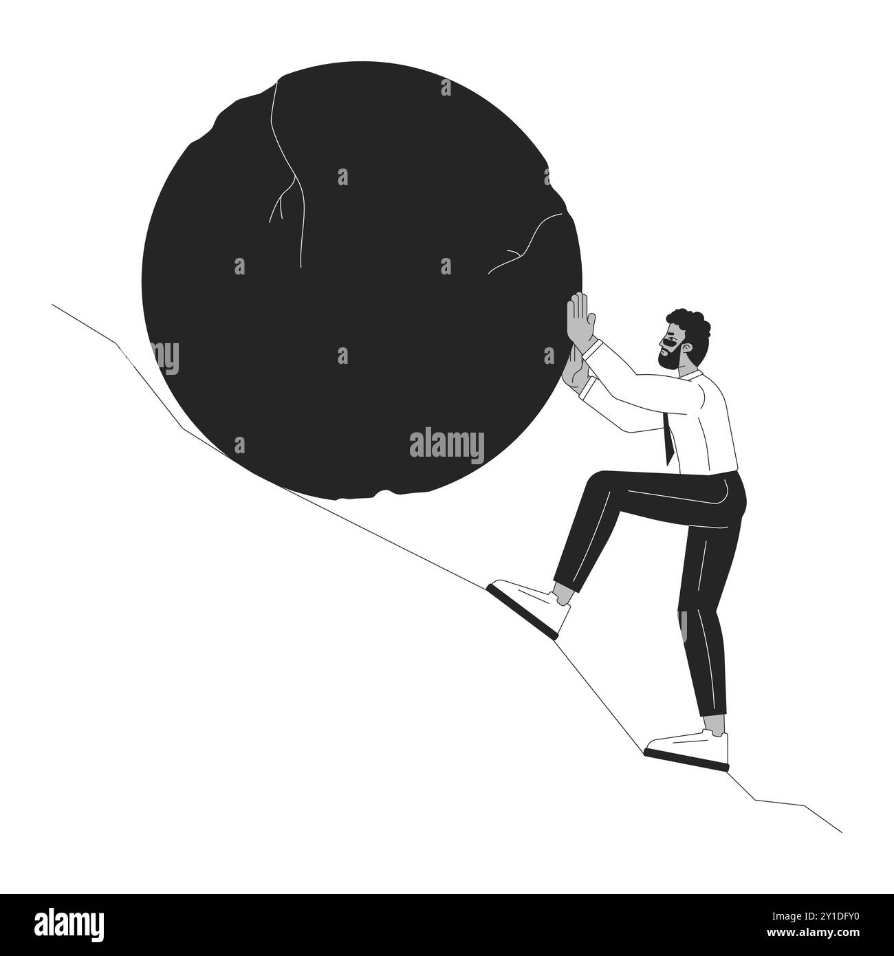 Crushing reality black and white cartoon flat illustration Stock Vector ...