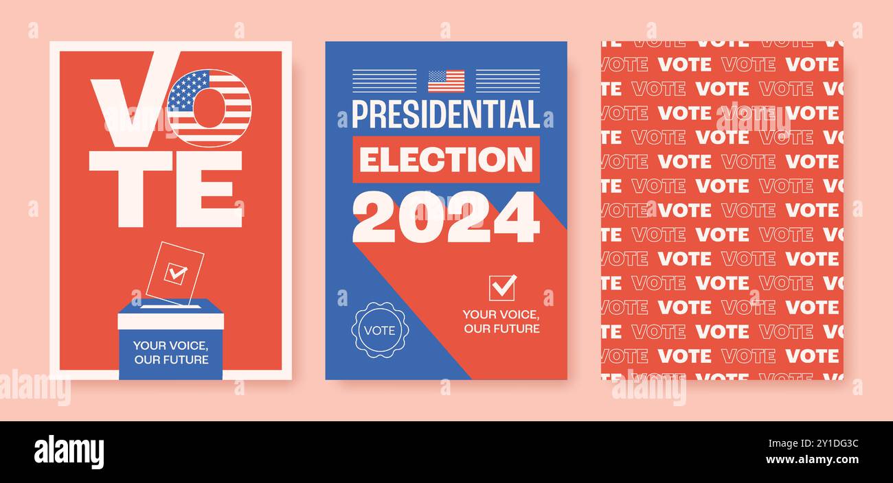 Set of presidential elections 2024 posters. Modern design templates for ...