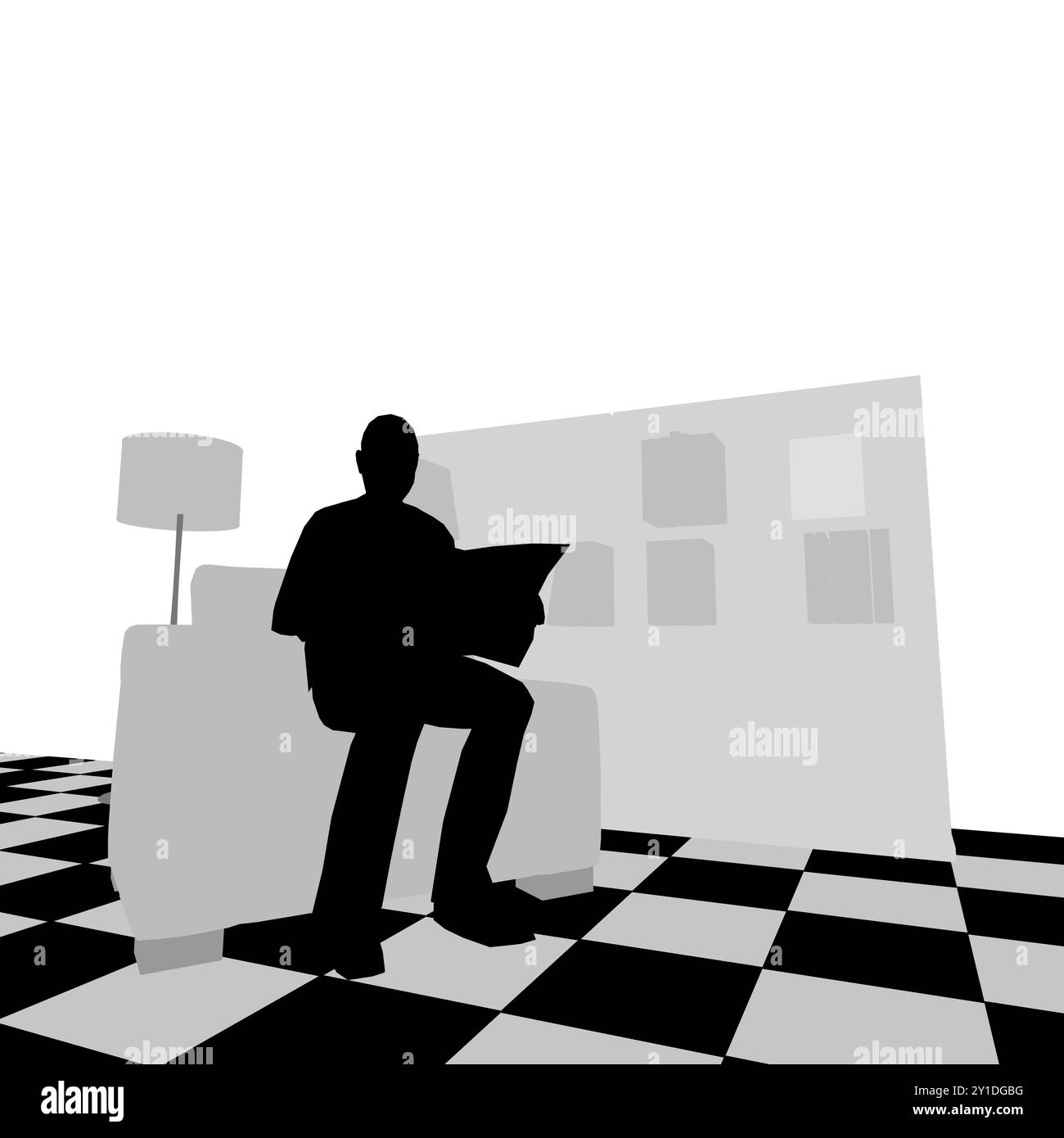 One man sitting reading book Stock Vector Images - Alamy