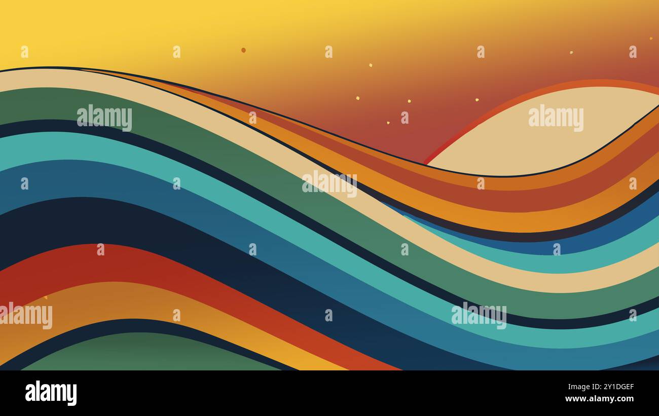 Retro Groovy Rainbow Background. Abstract Colourful and Textured ...