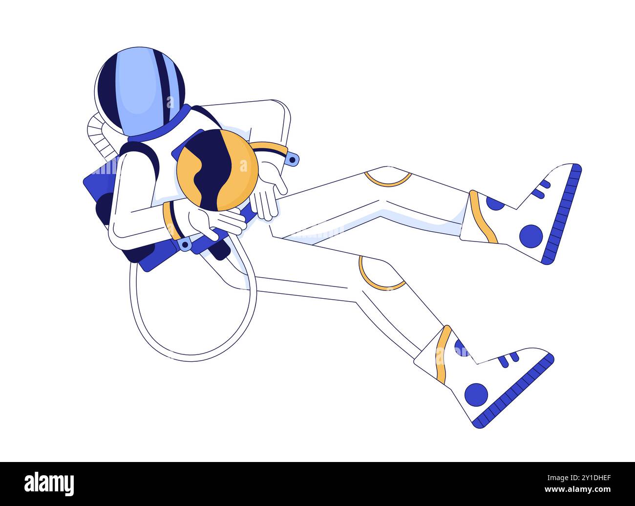 Astronaut holding planet 2D linear cartoon character Stock Vector Image ...