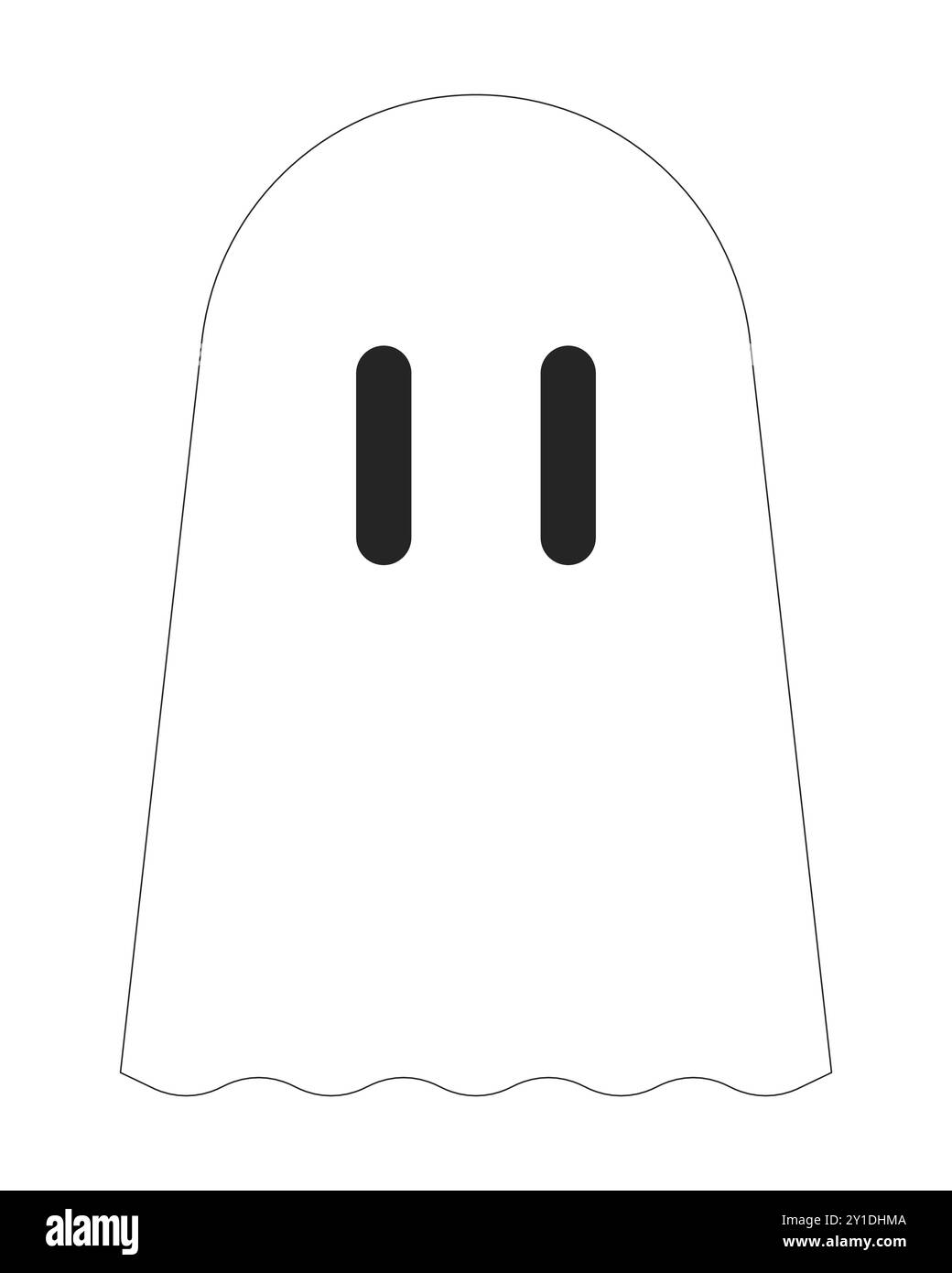 Cute spooky ghost black and white 2D line cartoon character Stock ...