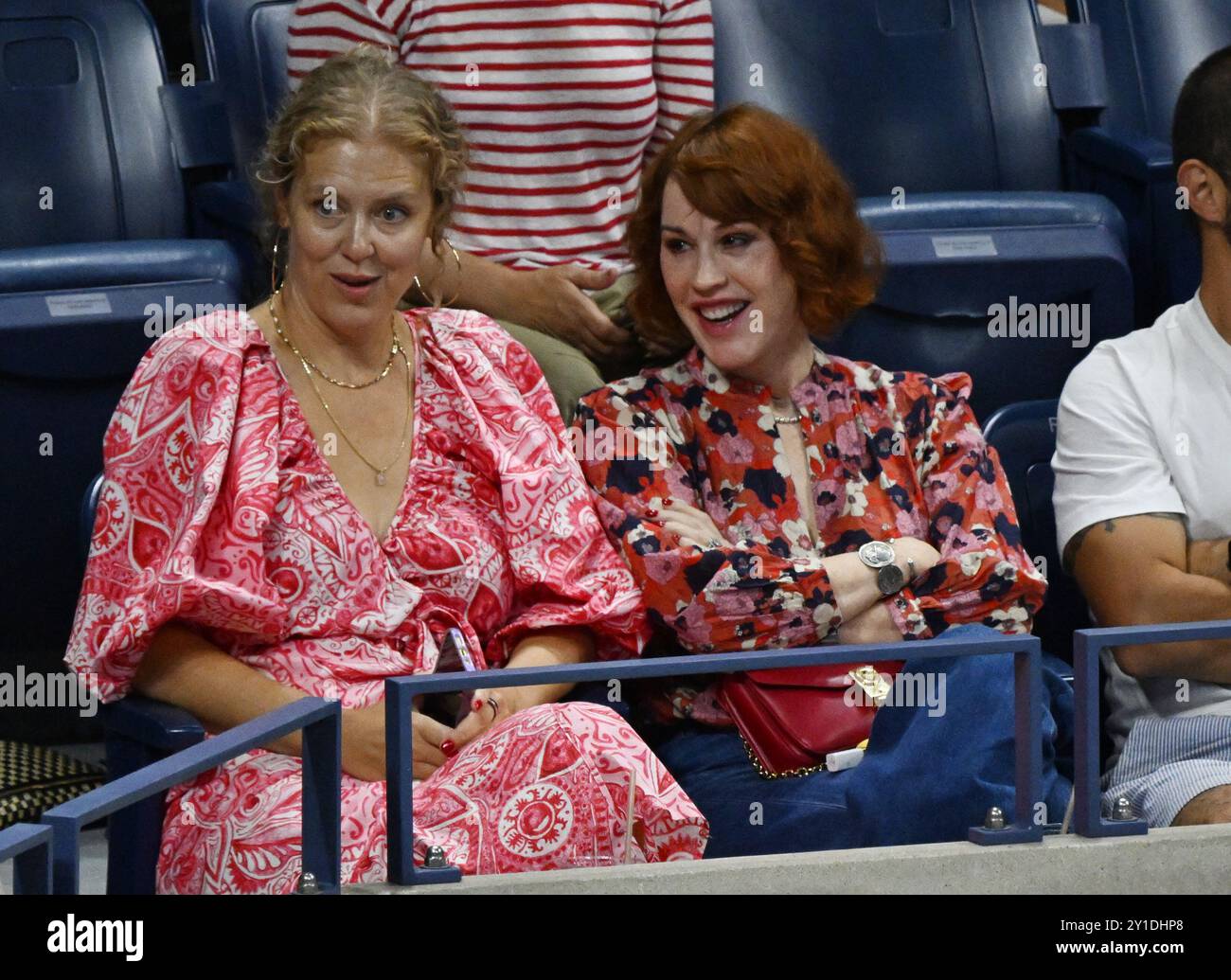 Flushing NY, USA. 05th Sep, 2024. **NO NY NEWSPAPERS** Molly Ringwald is seen watching Aryna ...