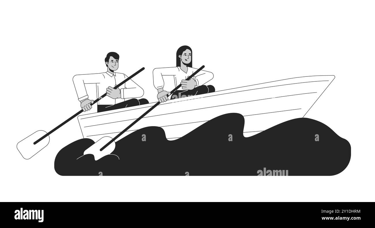 Rough sea rowing boat Stock Vector Images - Alamy