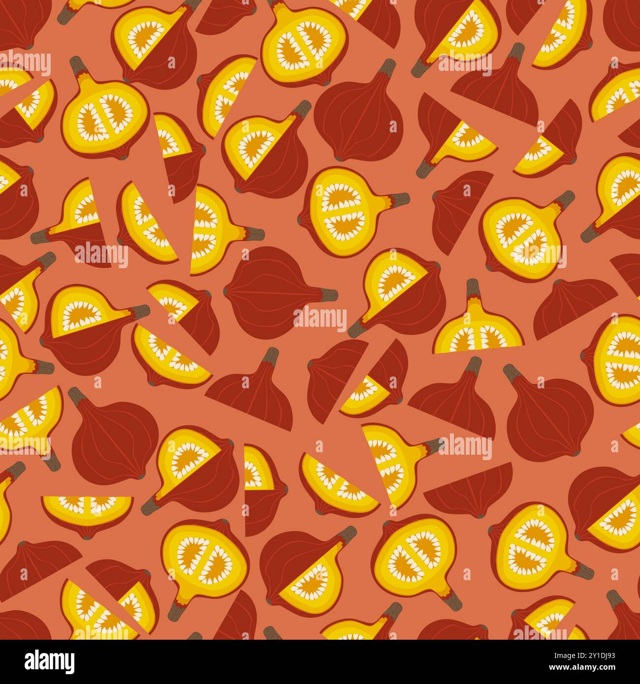 Seamless pattern with Red Kuri squash. Climbing Onion squash ...
