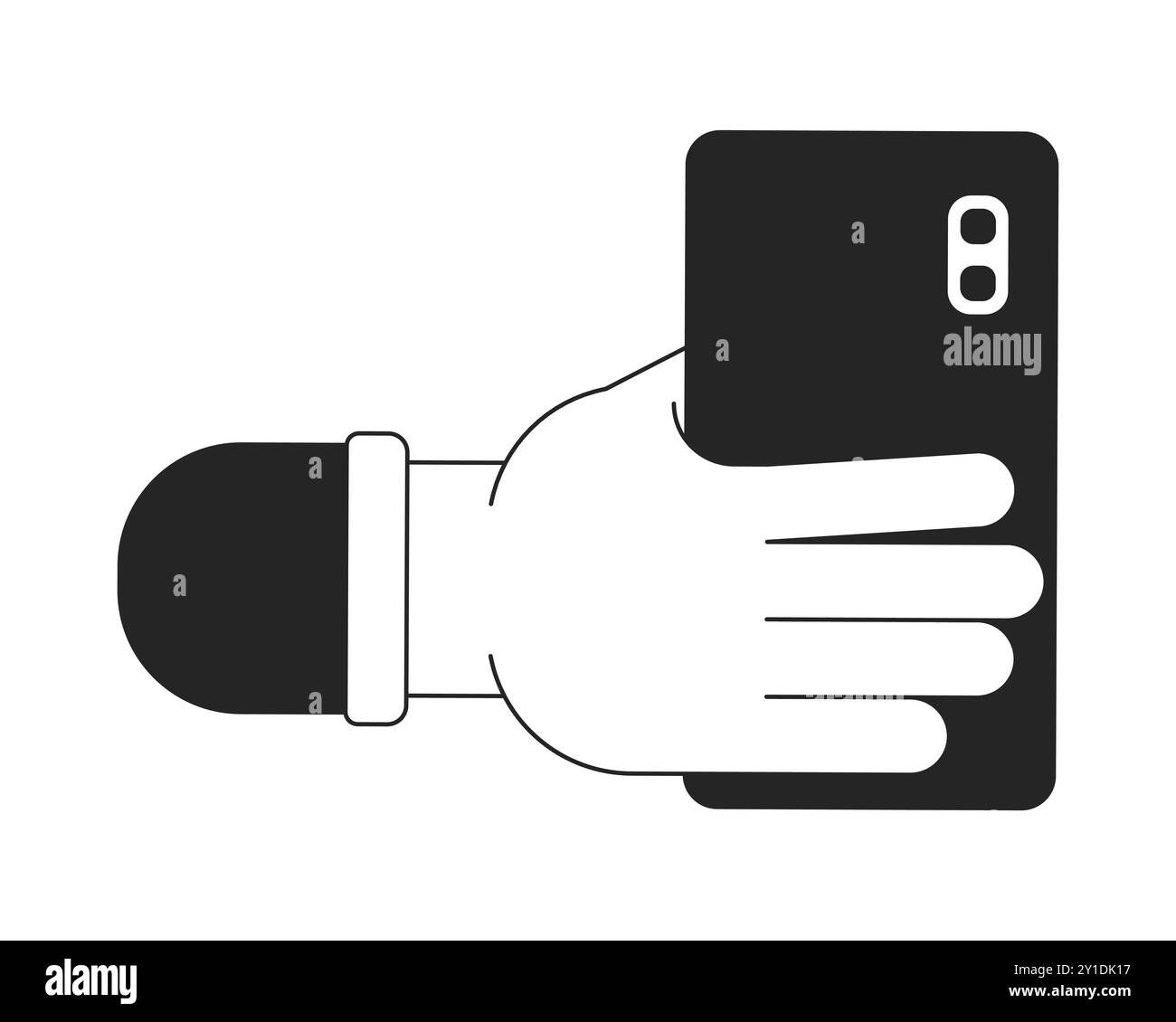 Taking pictures on smartphone cartoon human hand outline illustration ...