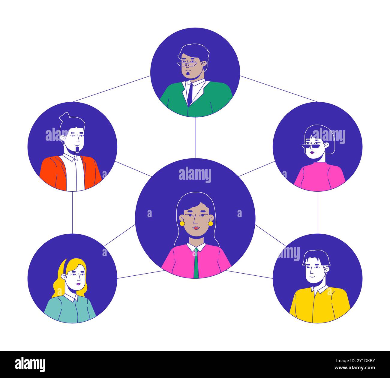 Business network 2D linear illustration concept Stock Vector Image ...