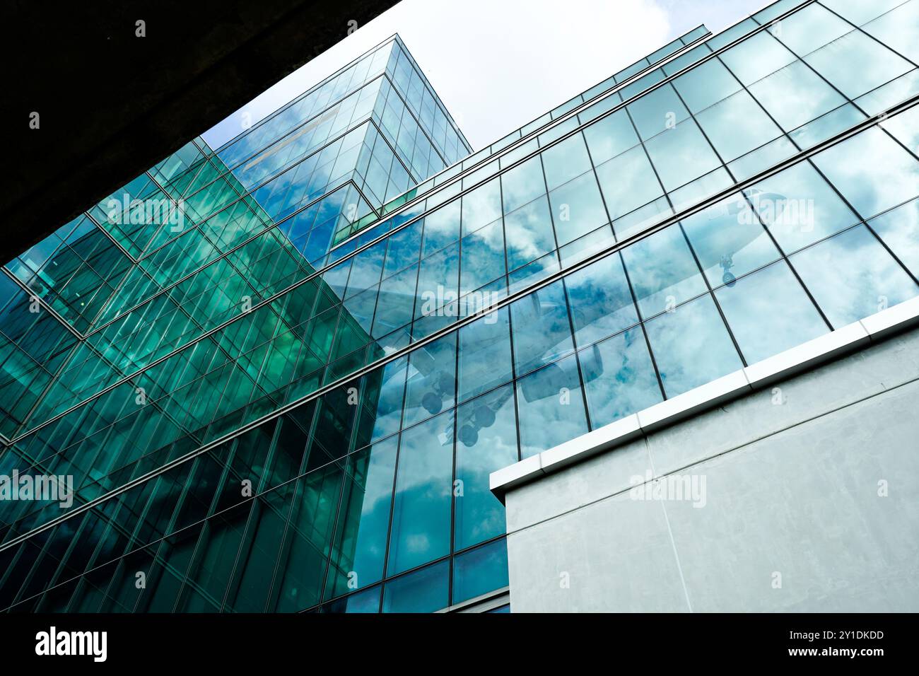 Modern glass office building. Sustainable office tower. Corporate ...