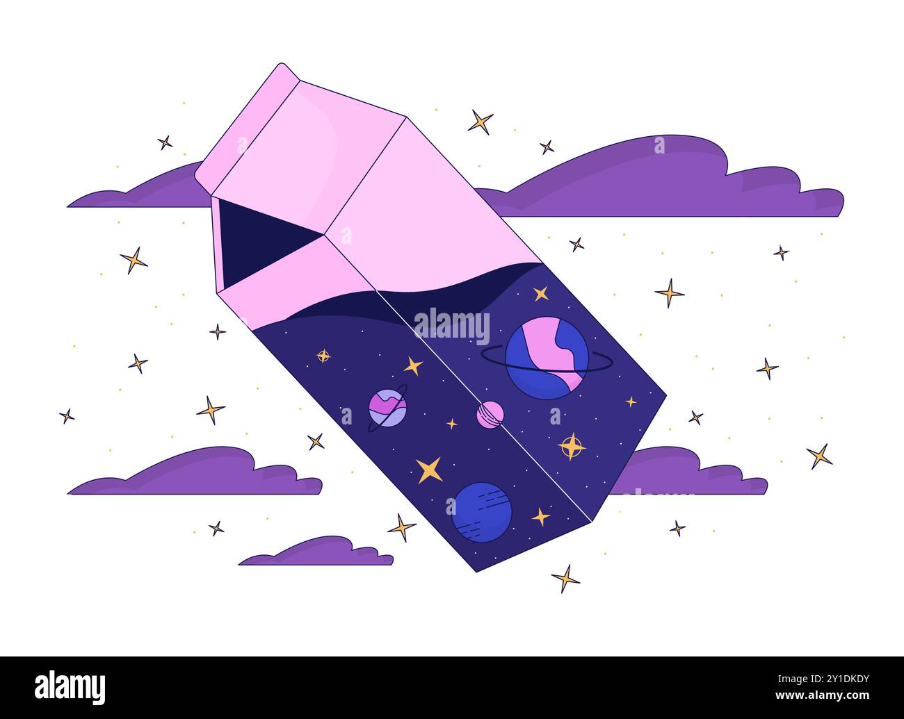 Cosmic milk in night sky 2D linear illustration concept Stock Vector ...