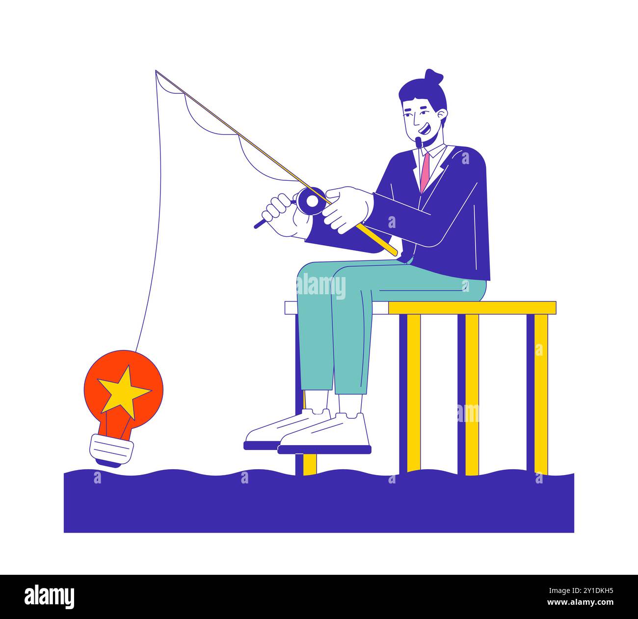 Catch idea 2D linear illustration concept Stock Vector Image & Art - Alamy