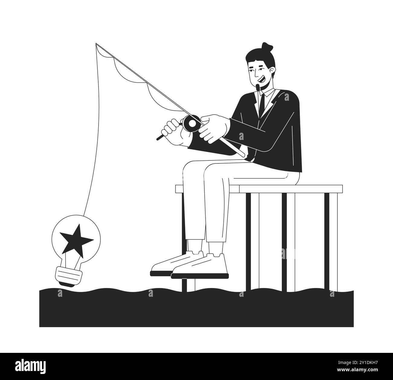 Catch idea black and white 2D illustration concept Stock Vector Image ...