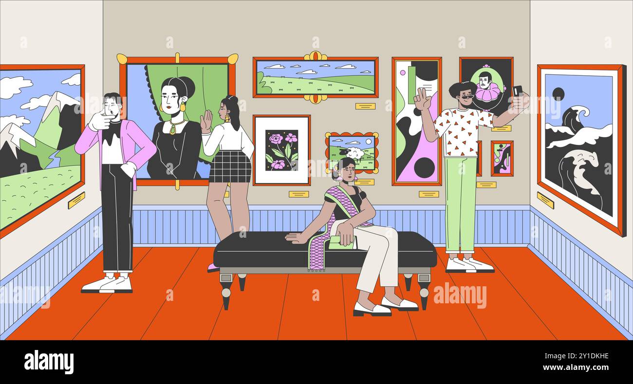 Art gallery visitors cartoon flat illustration Stock Vector Image & Art - Alamy