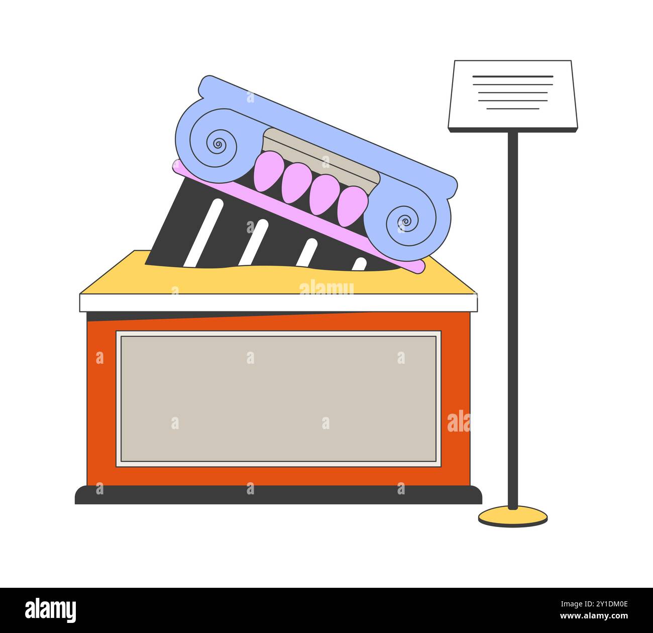 Ancient broken column exhibit 2D linear cartoon object Stock Vector ...