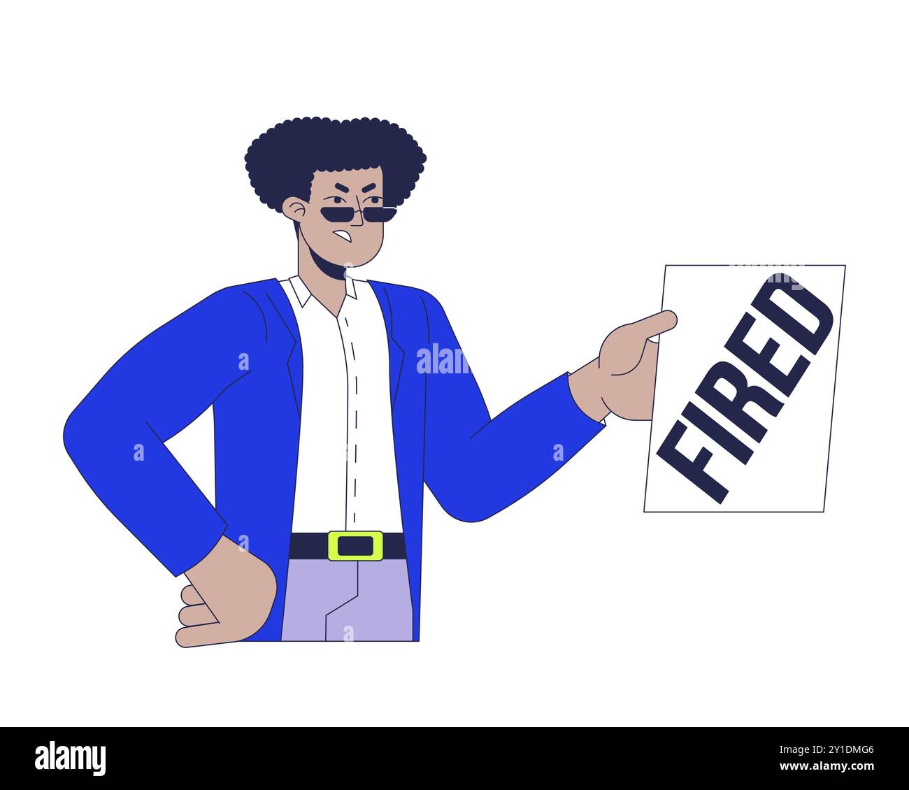 Angry hispanic man announcing firing 2D linear cartoon character Stock ...