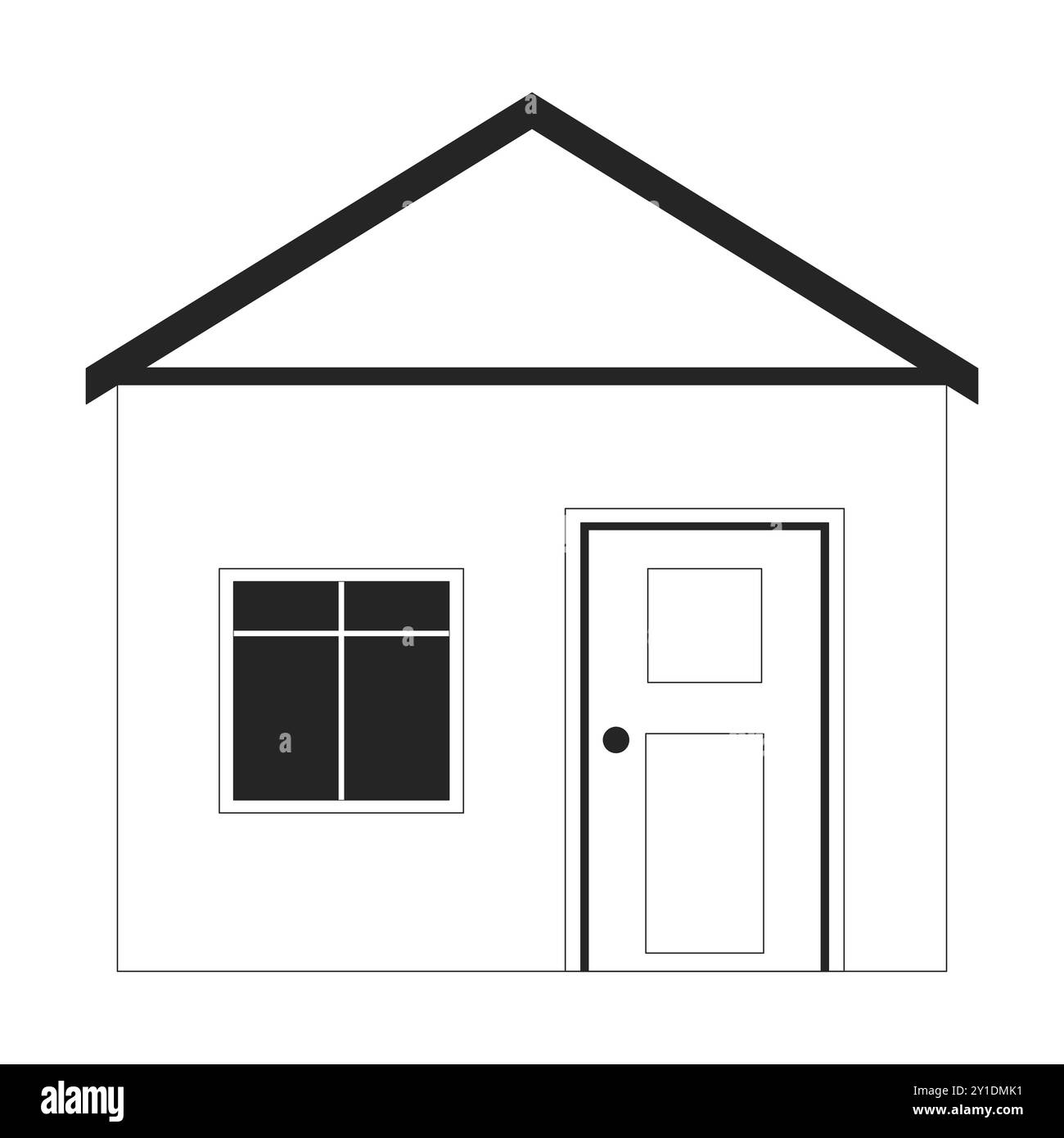Cottage house exterior black and white 2D line cartoon object Stock ...