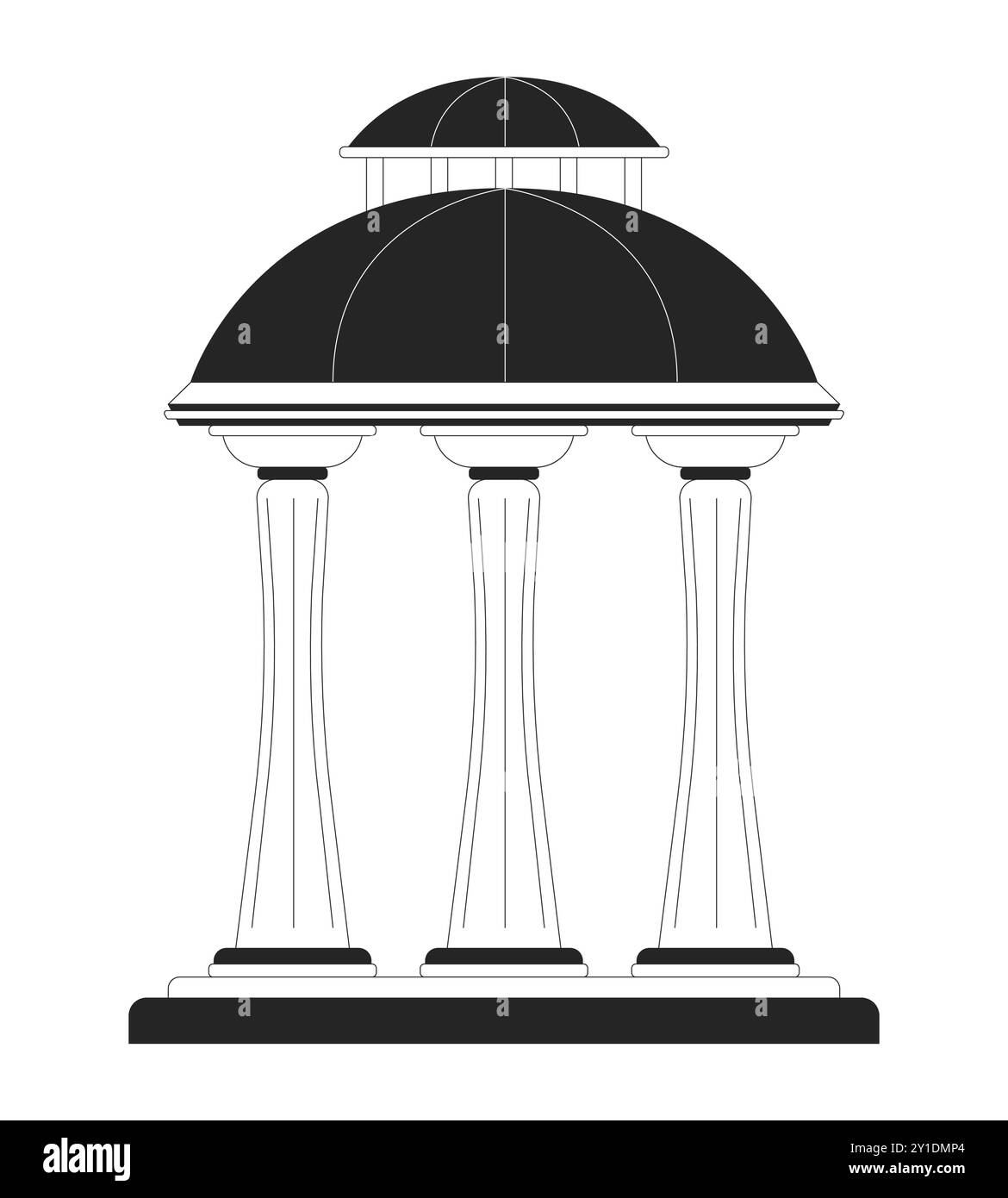 Antique gazebo with dome roof black and white 2D line cartoon object ...