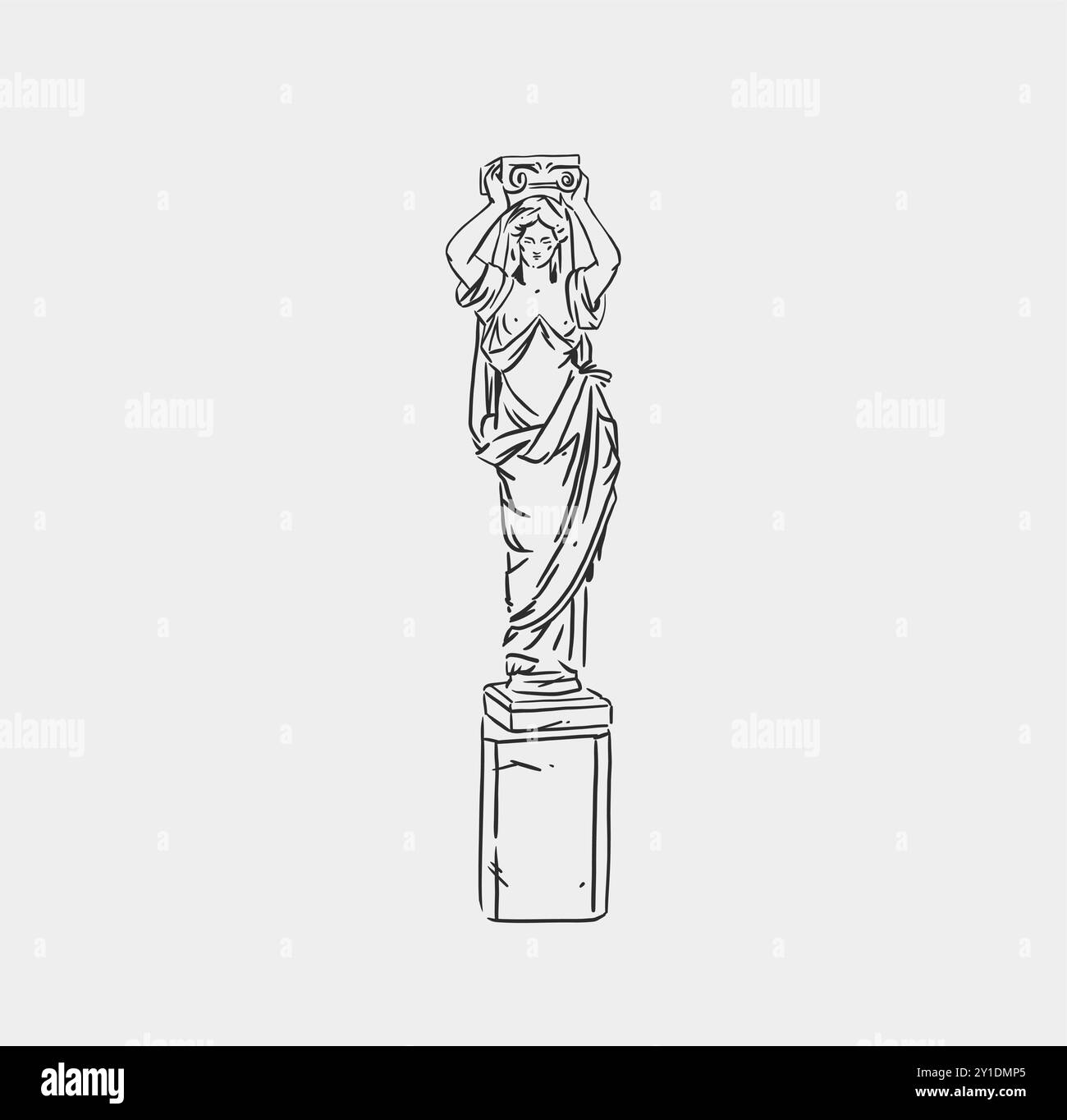 Hand drawn vector abstract outline,graphic,line greek ancient sculpture ...