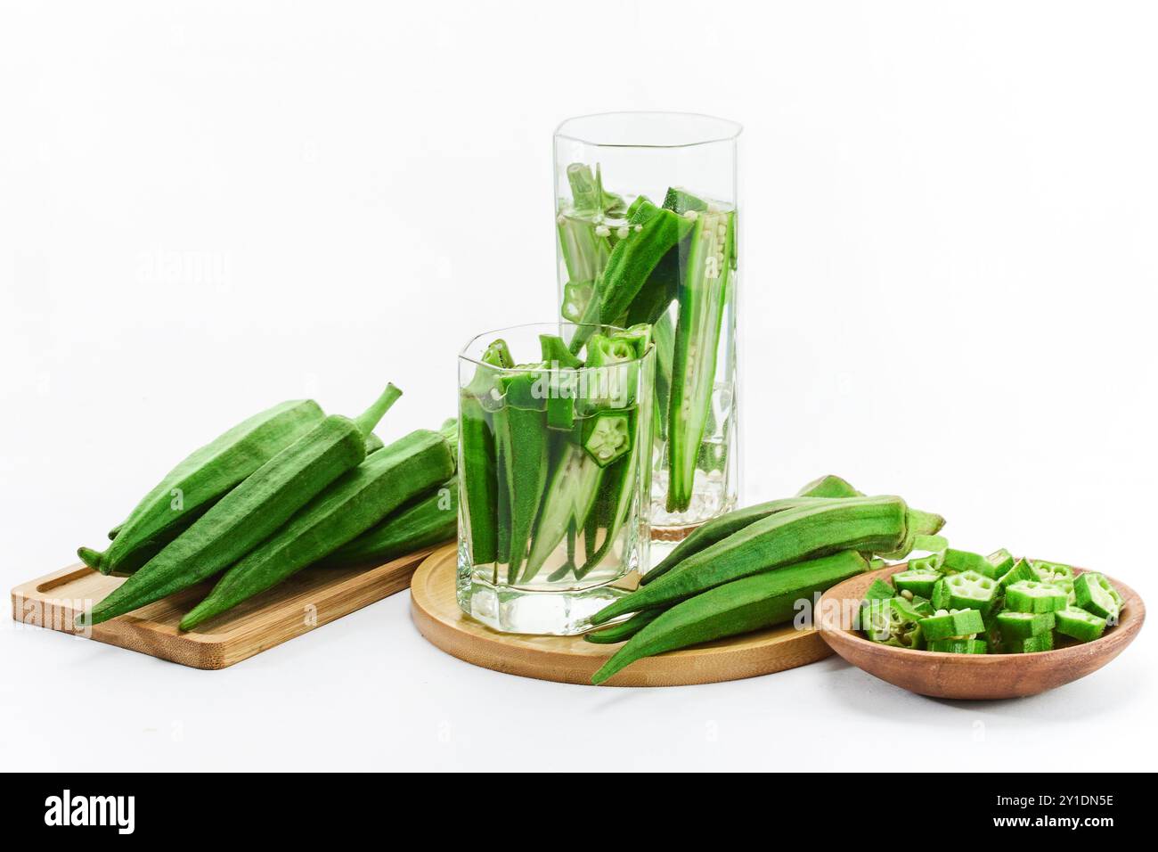 Fresh Okra water on white background Stock Photo - Alamy