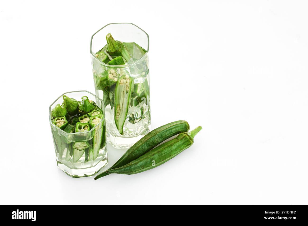 Fresh Okra water on white background Stock Photo - Alamy