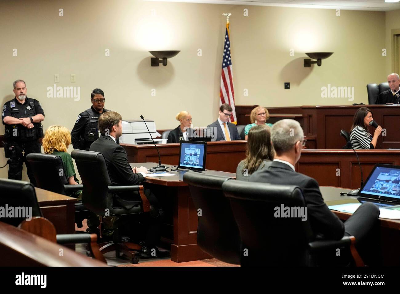Colt Gray, left, sits in the Barrow County courthouse during his first ...